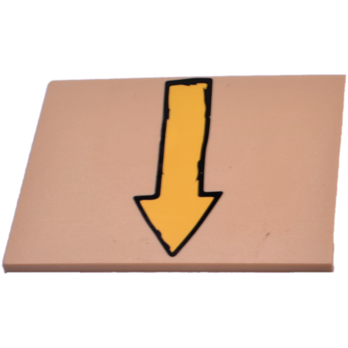 LEGO Tan Slope 6 x 8 (10°) with Yellow Arrow Pointing Up (Left) Sticker ...