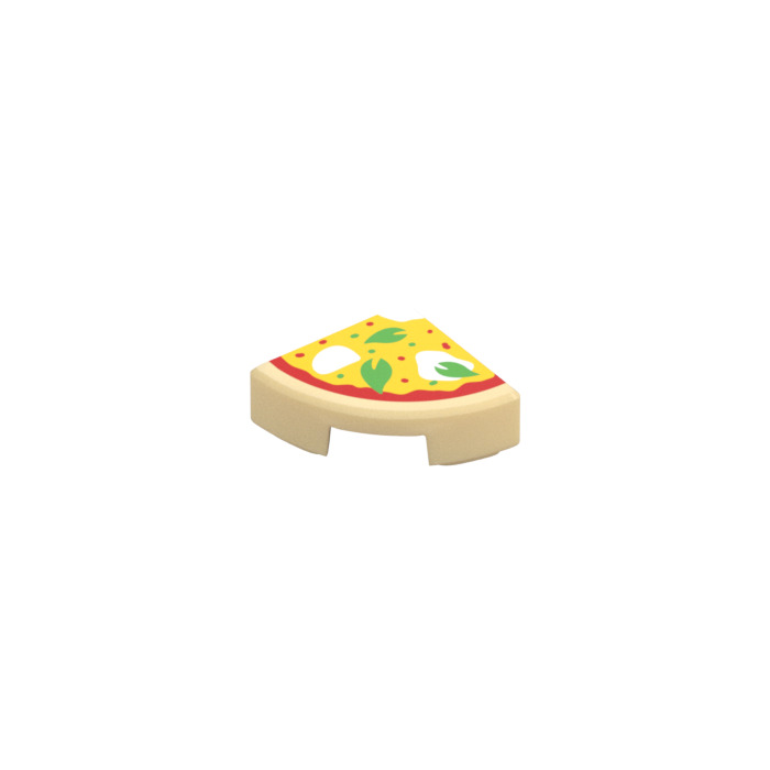 LEGO Tile 1 x 1 Quarter Circle with Pizza Slice with Basil Leaves and ...