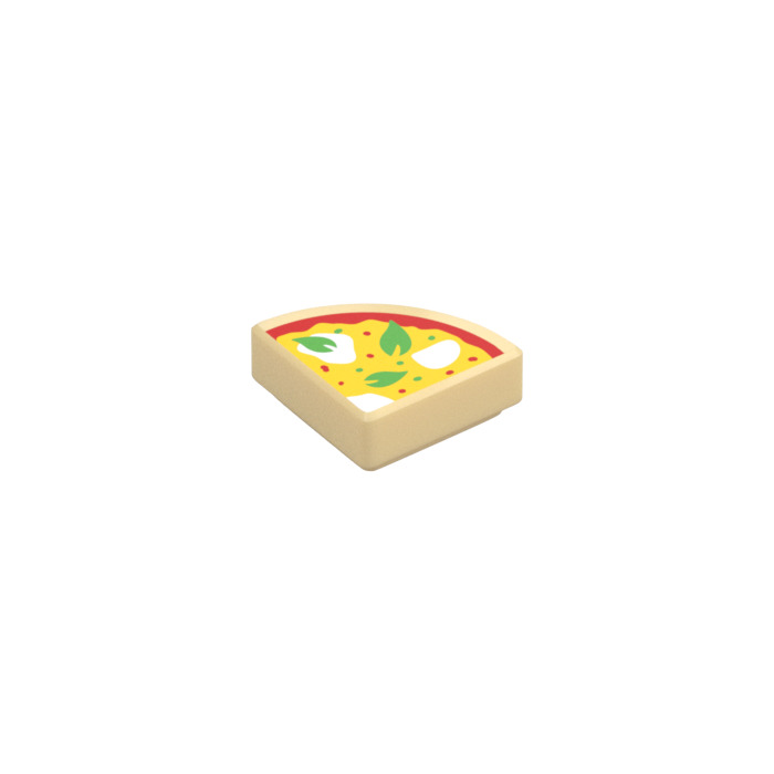 LEGO Tan Tile 1 x 1 Quarter Circle with Pizza Slice with Basil Leaves ...