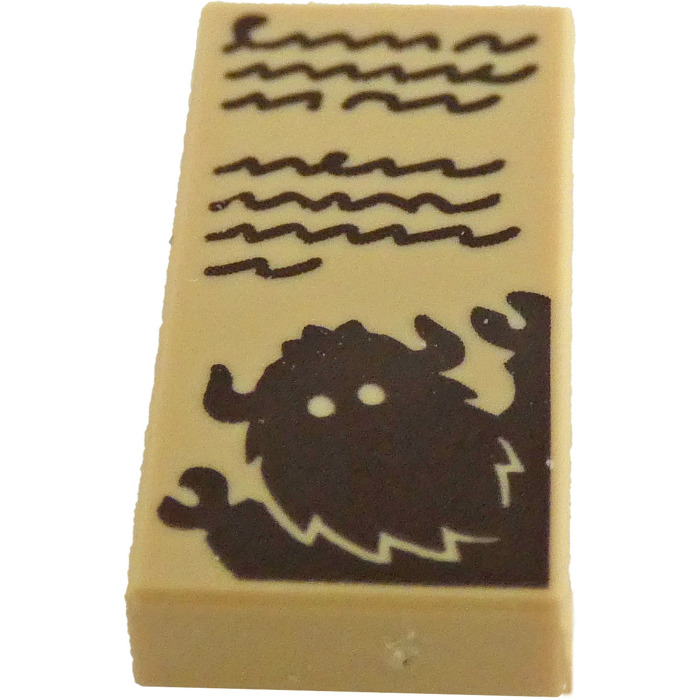 LEGO Tile 1 x 2 with Brown Writing Lines and Silouhette Bogeyman with ...
