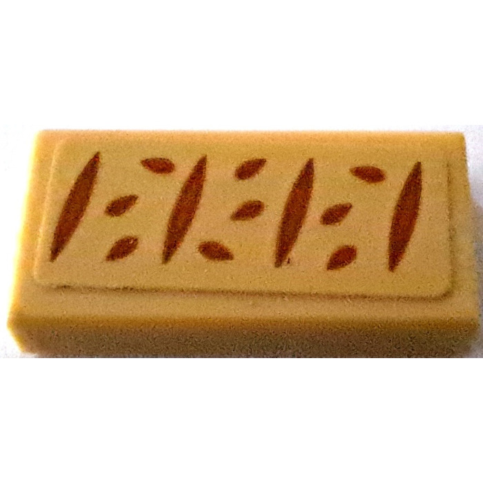 LEGO Tile 1 x 2 with Reddish Brown Bread and Seeds Pattern Sticker with ...