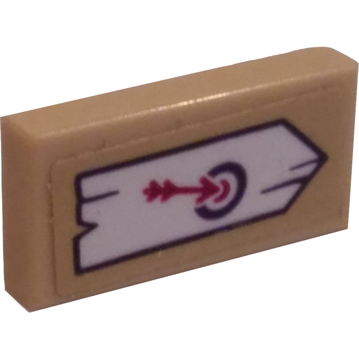 LEGO Tan Tile 1 x 2 with Target Banner Sticker with Groove (3069 ...
