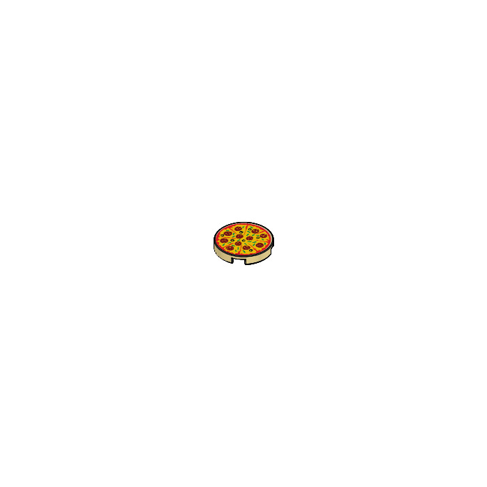 LEGO Tan Tile 2 x 2 Round with Pizza with Pepperoni and Olives with ...