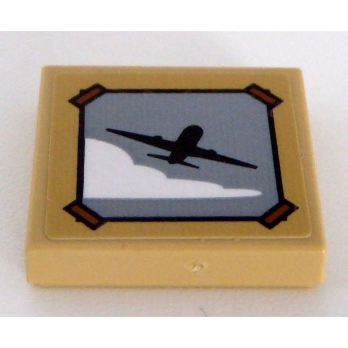 LEGO Tan Tile 2 x 2 with Airplane Picture Sticker with Groove (3068 ...