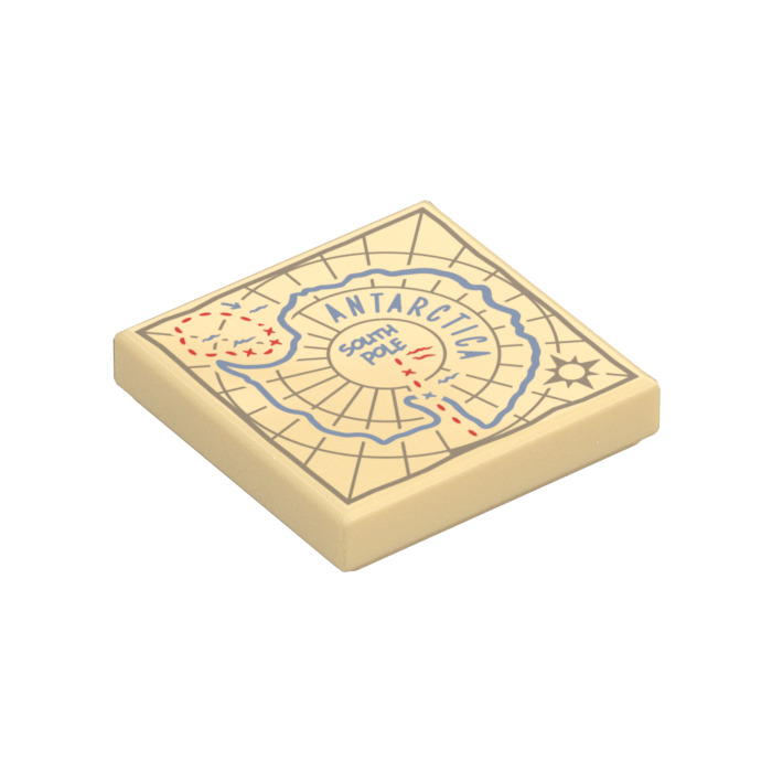 LEGO Tan Tile 2 x 2 with Antarctica Map with Groove (3068 / 110230 ...