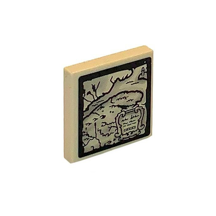 LEGO Tan Tile 2 x 2 with Antique Map Sticker with Groove (3068) | Brick ...