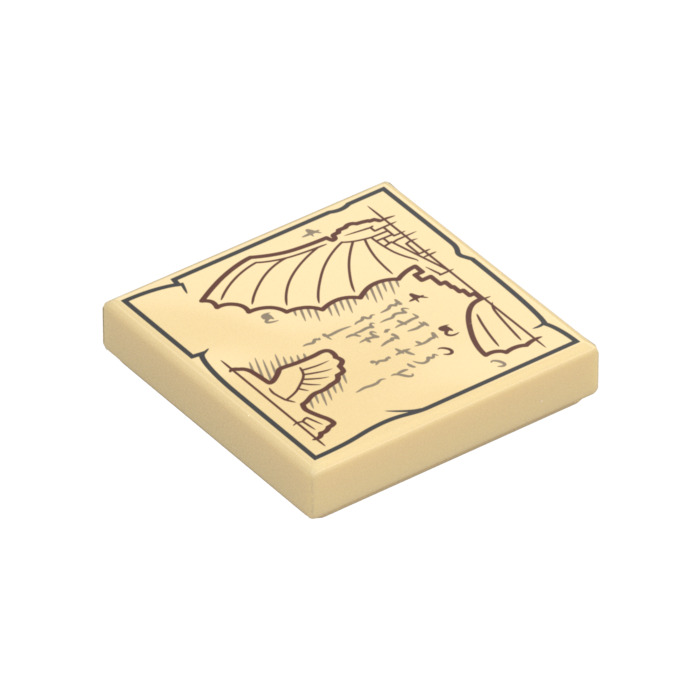 LEGO Tile 2 x 2 with Da Vinci Flying Machine Sketch with Groove (3068 / ...