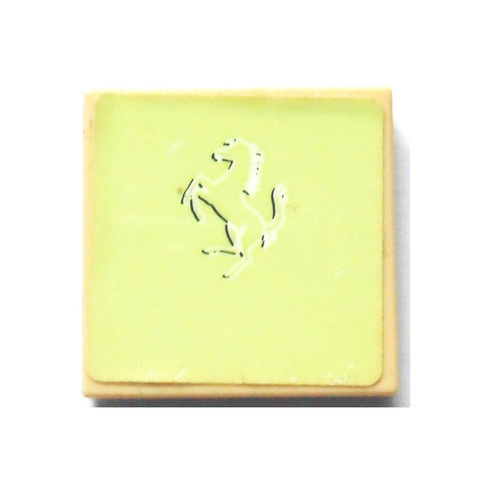 LEGO Tan Tile 2 x 2 with Ferrari Logo Sticker with Groove (3068 ...