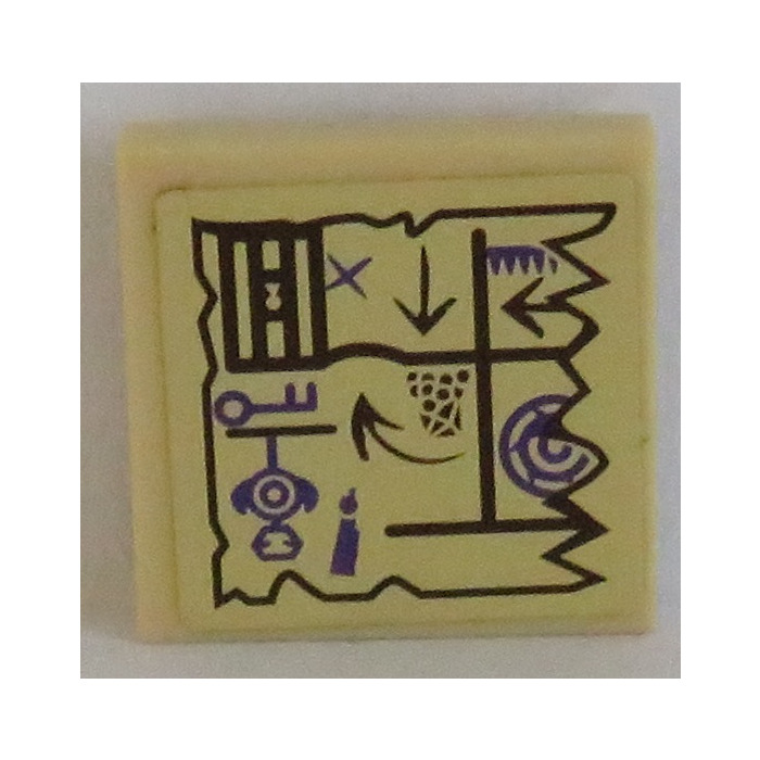LEGO Tan Tile 2 x 2 with Map Arrows, Exclamation Mark, Key and Jail ...