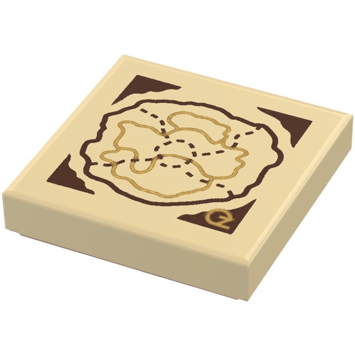 LEGO Tile 2 x 2 with Map of Oz Sticker with Groove (3068) | Brick Owl ...