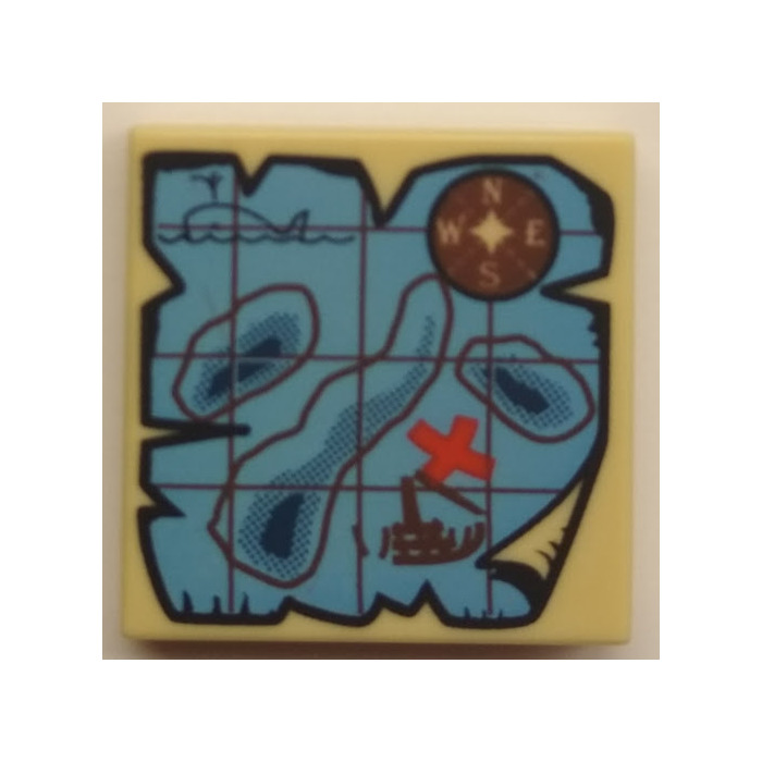 LEGO Tan Tile 2 x 2 with Nautical Map with Groove (3068 / 90816 ...