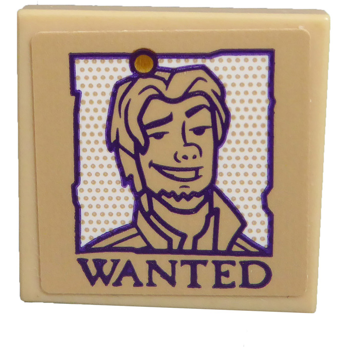 LEGO Tan Tile 2 x 2 with Potrait of a man and 'Wanted' Sticker with ...