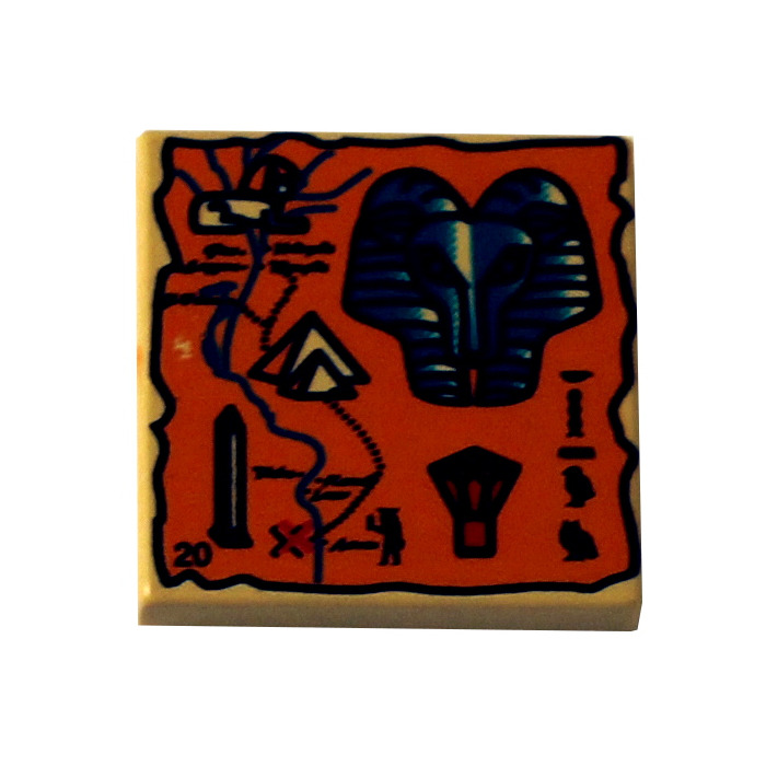 LEGO Tan Tile 2 x 2 with River Map and Hieroglyphs with Groove (3068 / ...