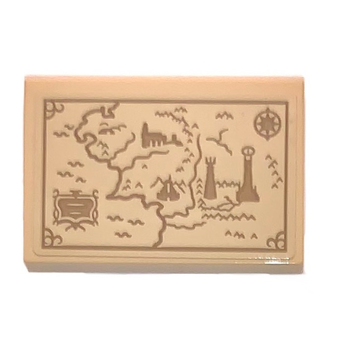 LEGO Tan Tile 2 x 3 with Map of Middle Earth Sticker (26603) | Brick ...