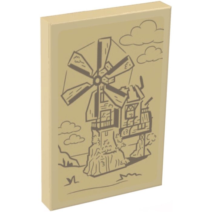 LEGO Tan Tile 2 x 3 with Windmill Drawing Sticker (26603) | Brick Owl ...