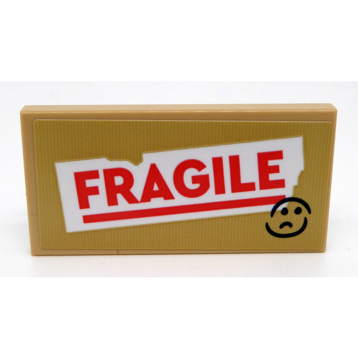 LEGO Tan Tile 2 x 4 with Red 'FRAGILE' Sticker (87079) | Brick Owl ...