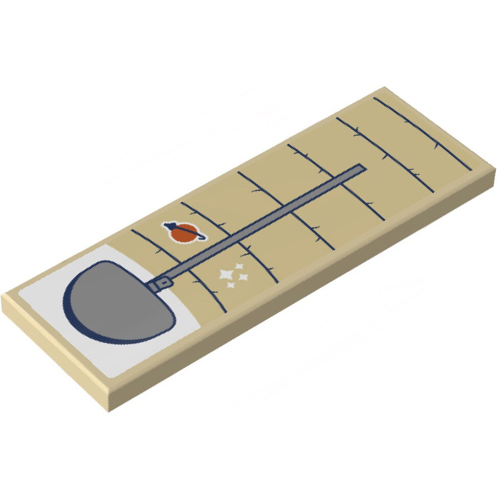 LEGO Tan Tile 2 x 6 with Shovel and Space Logo Sticker (69729) | Brick ...