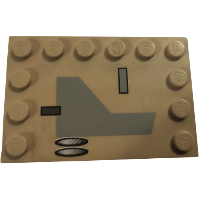 LEGO Tan Tile 4 x 6 with Studs on 3 Edges with Gray Shape Left Sticker ...