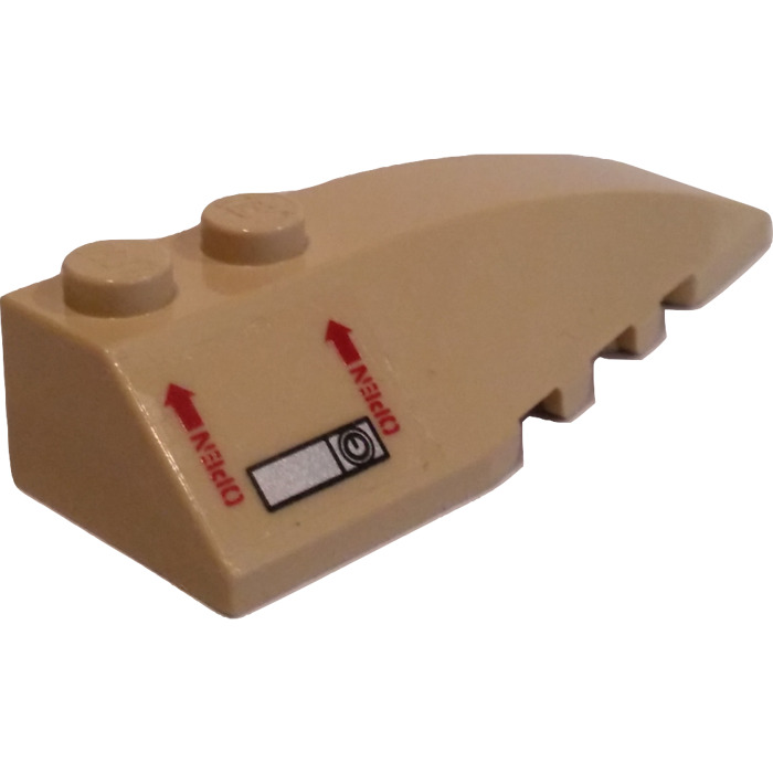 LEGO Tan Wedge 2 x 6 Double Right with Lock and Up Arrows Sticker ...