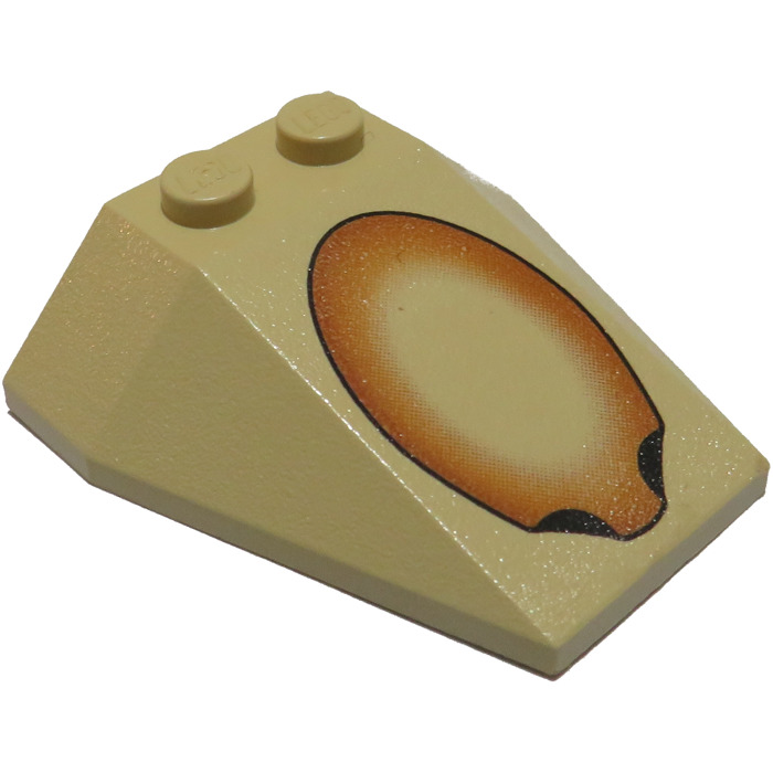 LEGO Tan Wedge 4 x 4 Triple with Brown Oval without Stud Notches (6069 ...