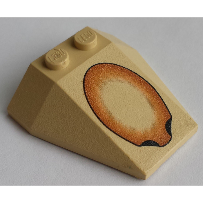 LEGO Tan Wedge 4 x 4 Triple with Brown Oval without Stud Notches (6069 ...