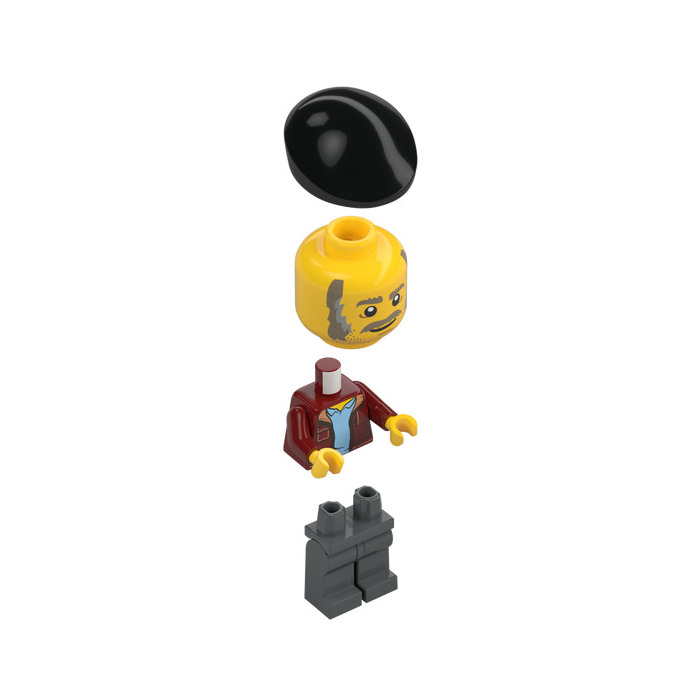 LEGO Taxi Driver with Dark Red Jacket and Black Beret Minifigure ...