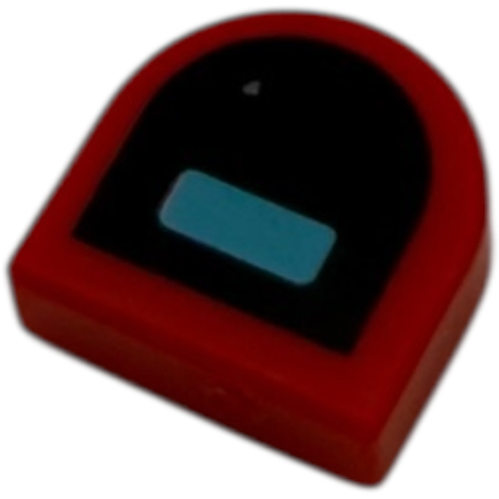 LEGO Tile 1 x 1 Half Oval with Bright Light Blue Rectangle and Black ...