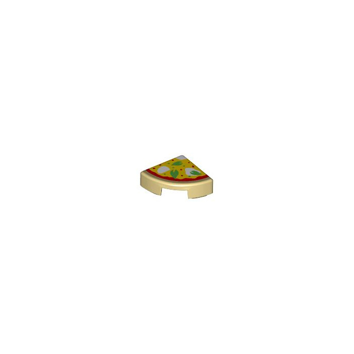 LEGO Tile 1 x 1 Quarter Circle with Pizza Slice with Basil Leaves and ...
