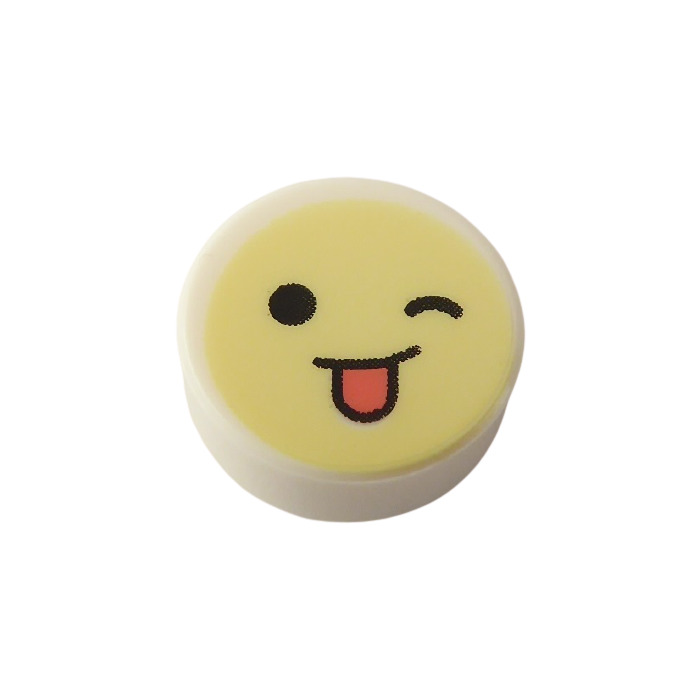 LEGO Tile 1 x 1 Round with Cheeky Wink Emoji (35380) | Brick Owl - LEGO ...