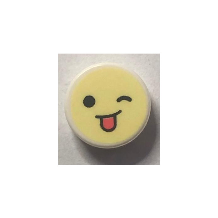 LEGO Tile 1 x 1 Round with Cheeky Wink Emoji (35380) | Brick Owl - LEGO ...
