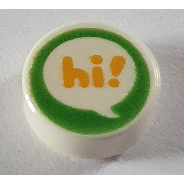LEGO Tile 1 x 1 Round with Hi! In speech bubble (35380) | Brick Owl ...