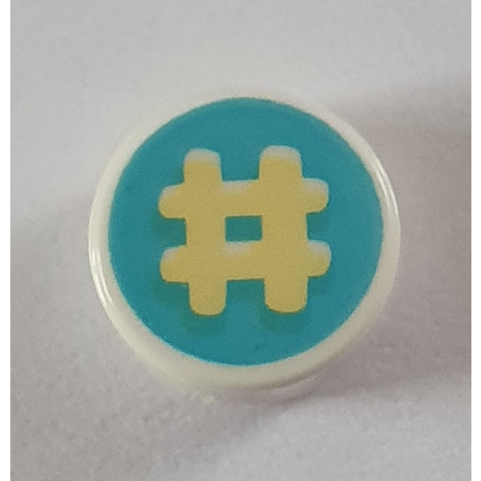 LEGO Tile 1 x 1 Round with Light yellow Hashtag (35380) | Brick Owl ...