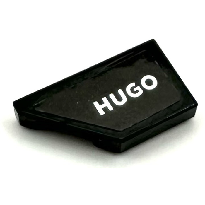 LEGO Tile 1 x 2 45° Angled Cut Left with HUGO Sticker (5091) | Brick ...