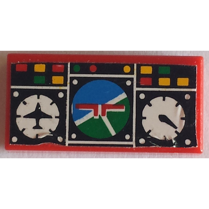 LEGO Tile 1 x 2 with Aircraft Cockpit Sticker with Groove (3069 / 30070 ...