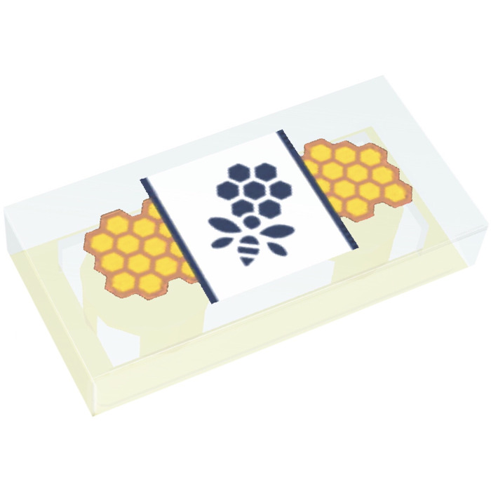 LEGO Tile 1 x 2 with Bee and Honeycomb Label Sticker with Groove (3069 ...