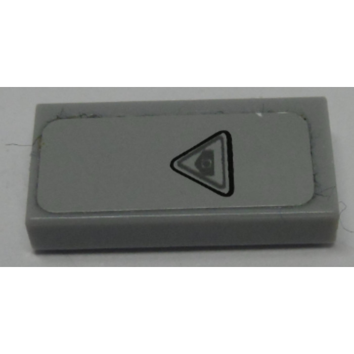 LEGO Tile 1 x 2 with Black and Gray Triangles Sticker with Groove (3069 ...