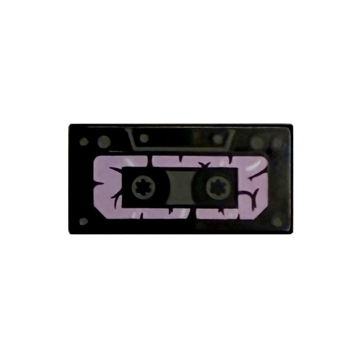 LEGO Tile 1 x 2 with Cassette Tape with Bright Pink Label with Groove ...