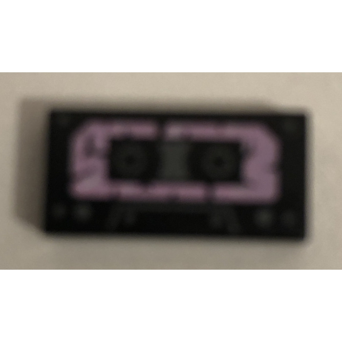 LEGO Tile 1 x 2 with Cassette Taper with Bright Pink Label with Groove ...