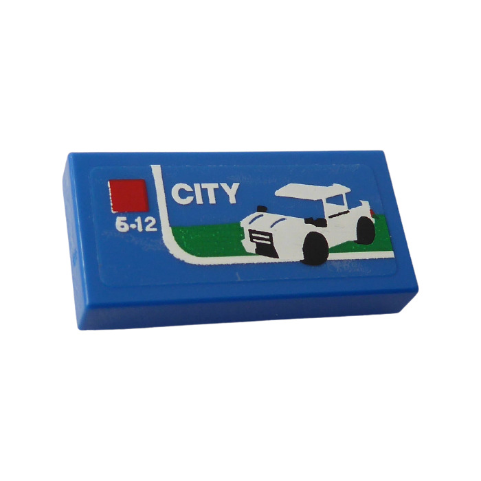 LEGO Tile 1 x 2 with City Police Car Set Box Sticker with Groove (3069 ...