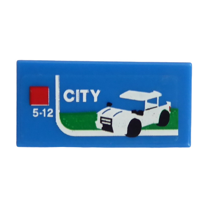 LEGO Tile 1 x 2 with City Police Car Set Box Sticker with Groove (3069 ...