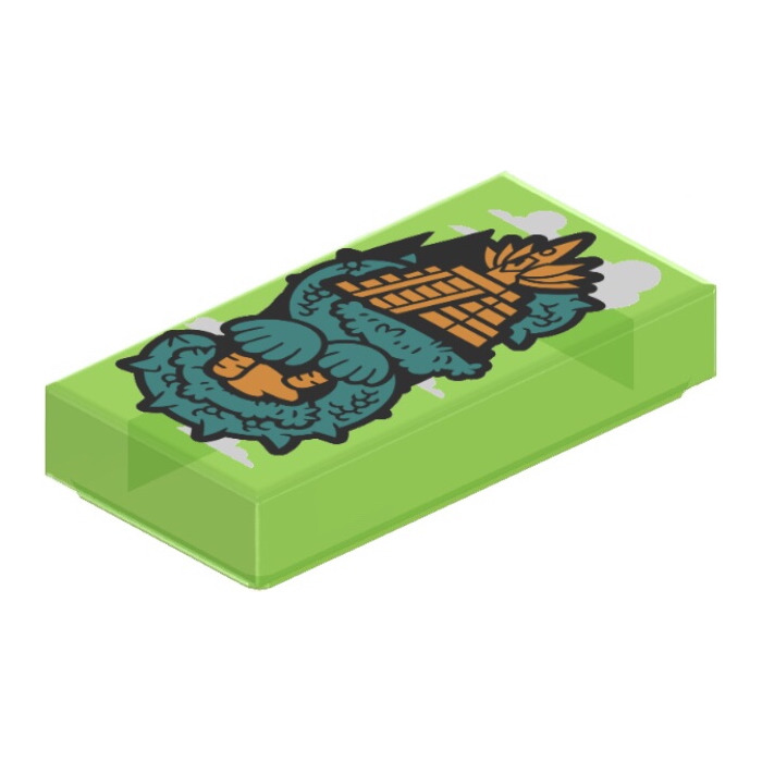 LEGO Tile 1 x 2 with Dragon and Temple with Groove (3069) | Brick Owl ...