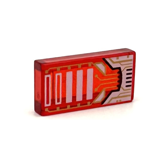 LEGO Tile 1 x 2 with Gold Circuitry and White Bars with Groove (3069 ...