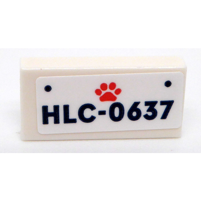 LEGO Tile 1 x 2 with 'HLC-0637' and Dog Paw Sticker with Groove (3069 ...