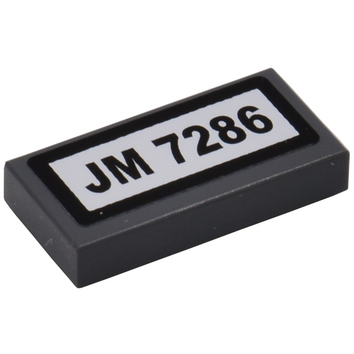 LEGO Tile 1 x 2 with JM 7286 License Plate Sticker with Groove (3069 ...