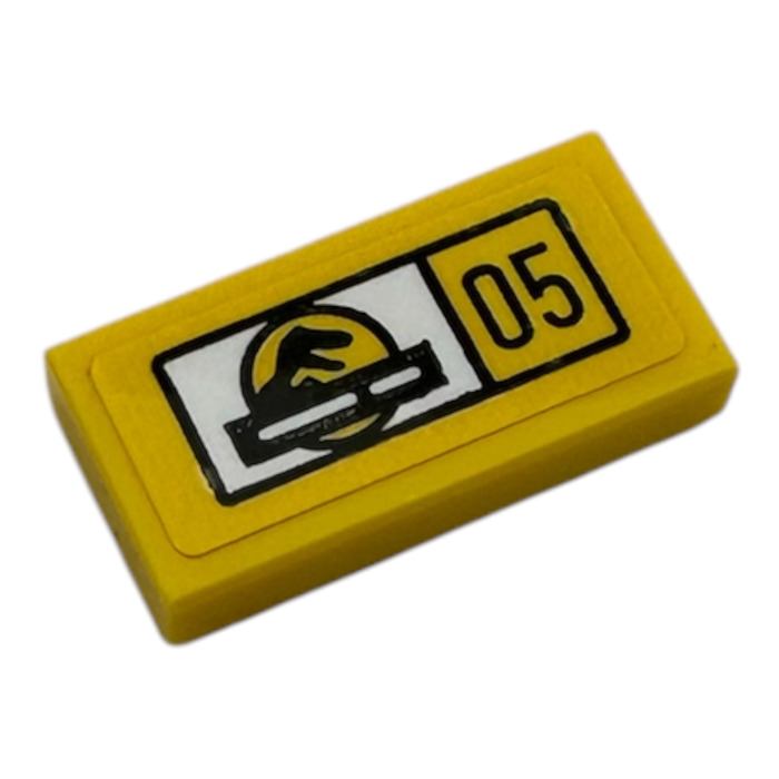 LEGO Tile 1 x 2 with 'Jurassic Park' Logo and Number 05 Sticker with ...