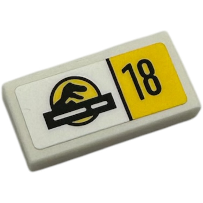 LEGO Tile 1 x 2 with 'Jurassic Park' Logo and Number 18 Sticker with ...