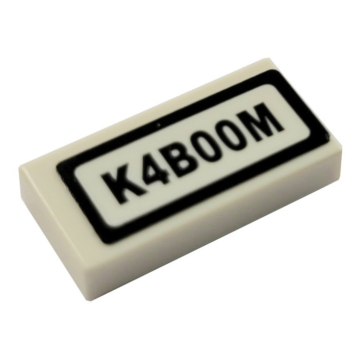 LEGO Tile 1 x 2 with K4BOOM license plate Sticker with Groove (3069 ...
