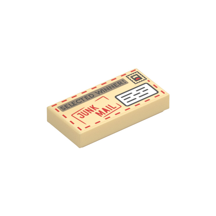 LEGO Tile 1 x 2 with Letter with 'SELECTED WINNER!' and 'JUNK MAIL ...