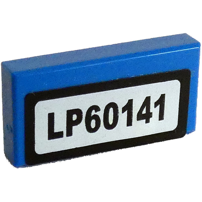 LEGO Tile 1 x 2 with 'LP60141' License Plate Sticker with Groove (3069 ...