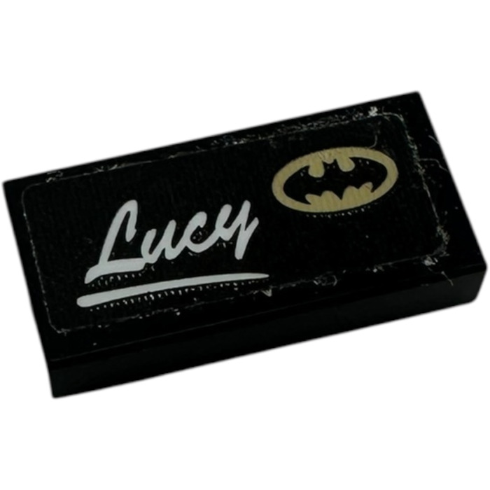 LEGO Tile 1 x 2 with 'LUCY' and 'BATMAN' logo Sticker with Groove (3069 ...